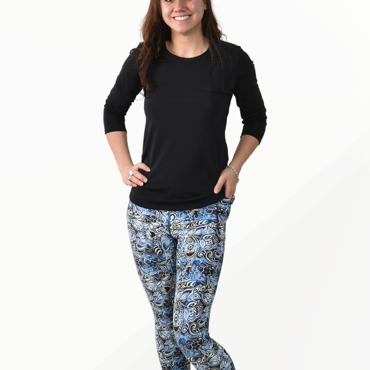 Velocity Leggings Denim Floral – Spunkwear